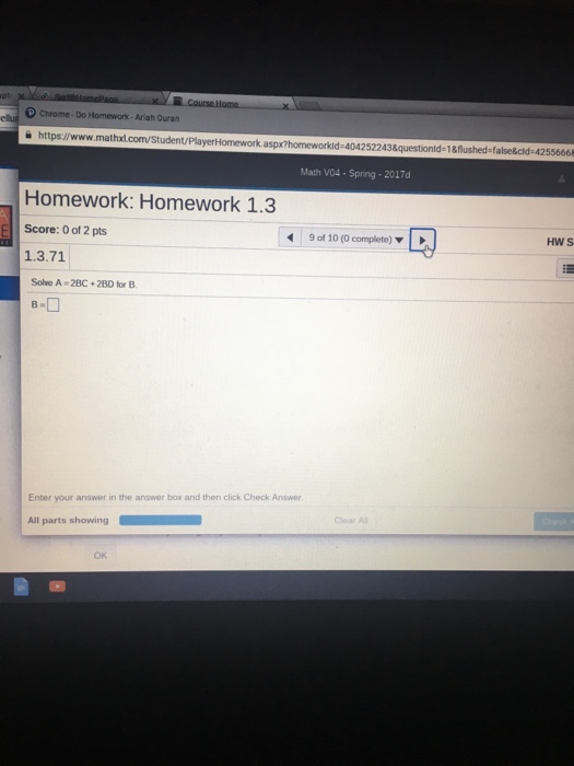 Solved Solve A = 2BC + 2BD for B B = | Chegg.com
