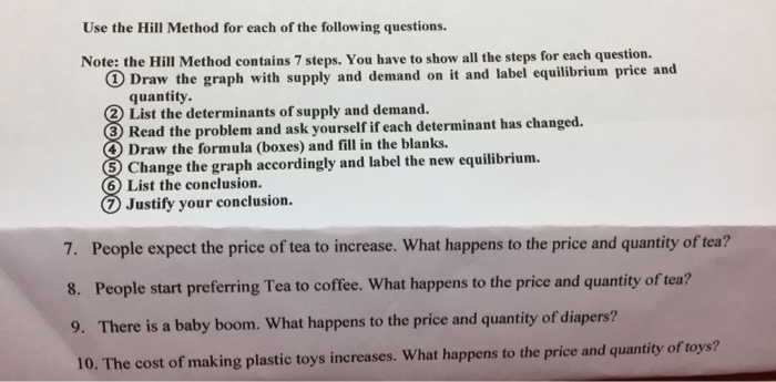 Solved Use the Hill Method for each of the following | Chegg.com