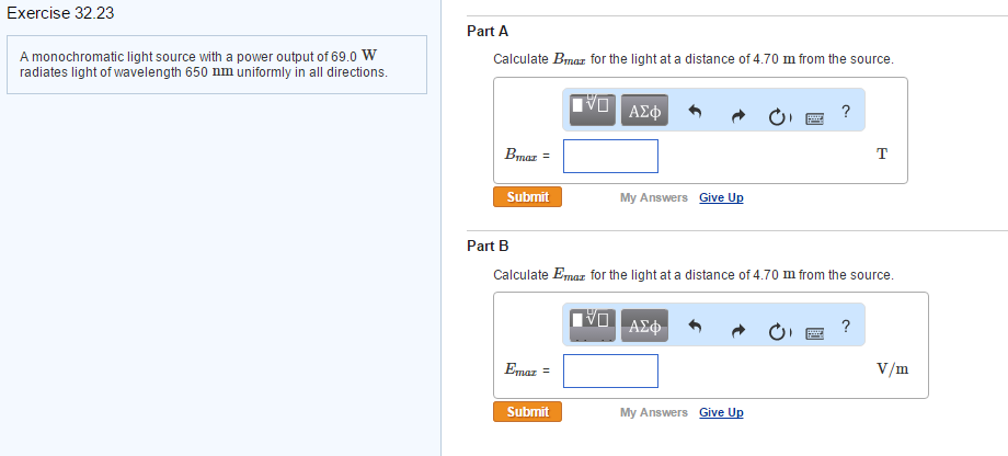 Solved A monochromatic light source with a power output of | Chegg.com