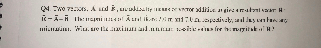 Solved Q4. Two vectors, A and B, are added by means of | Chegg.com