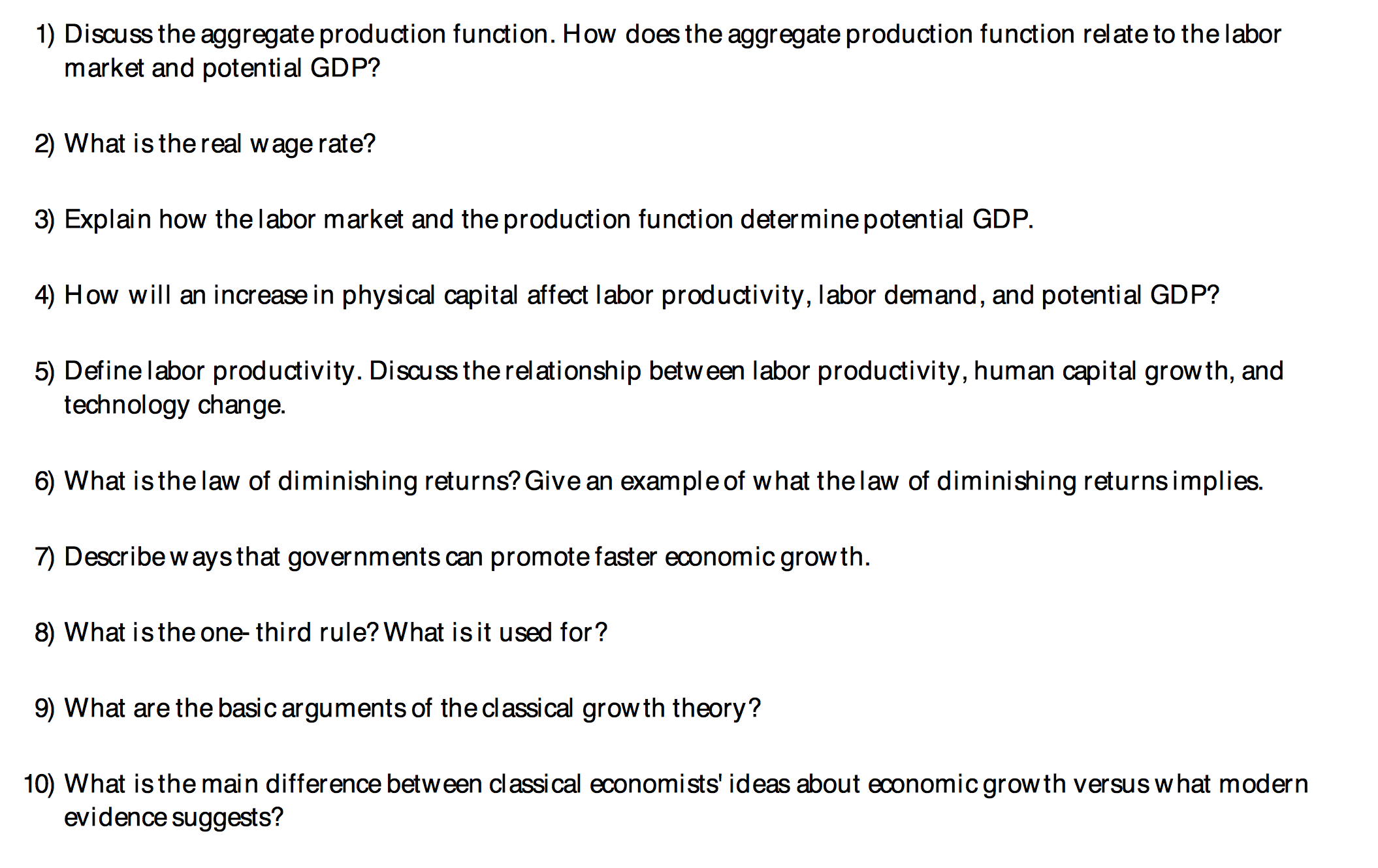 Solved Discuss The Aggregate Production Function How Does