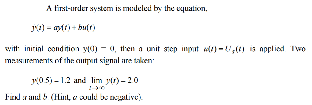 Solved A first-order system is modeled by the equation, y(t) | Chegg.com