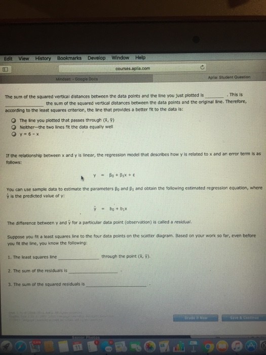 Solved The sum of the squared vertical distances between the | Chegg.com