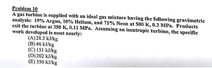Solved Problem 10 A gas turbine is supplied with an deal | Chegg.com