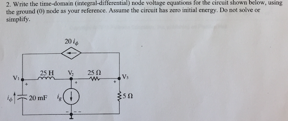 Solved Write the time-domain (integral-differential) node | Chegg.com
