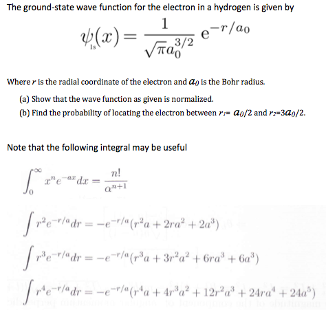 Solved The ground-state wave function for the electron in a | Chegg.com