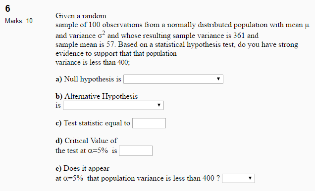 Solved Marks: 10 Given a random ample of 100 observations | Chegg.com