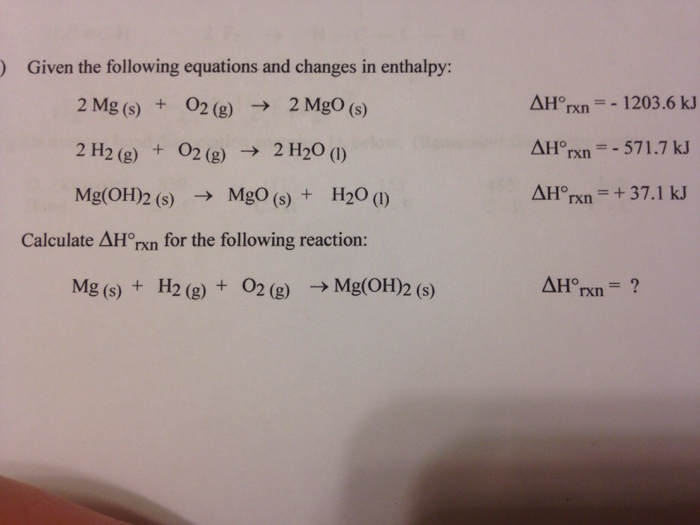 Solved Given the following equations and changes in | Chegg.com