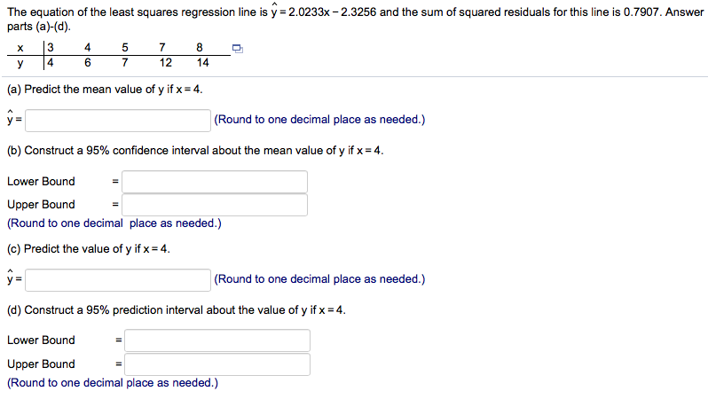 Solved The equation of the least squares regression line is | Chegg.com