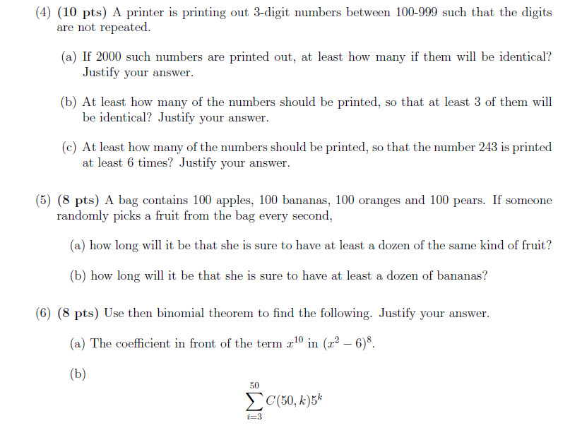 Solved Permutation, Combination, Binomial Theorm - Discreate | Chegg.com
