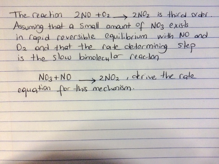 Solved The reaction 2NO + O2 ---> 2NNO2 is third order | Chegg.com