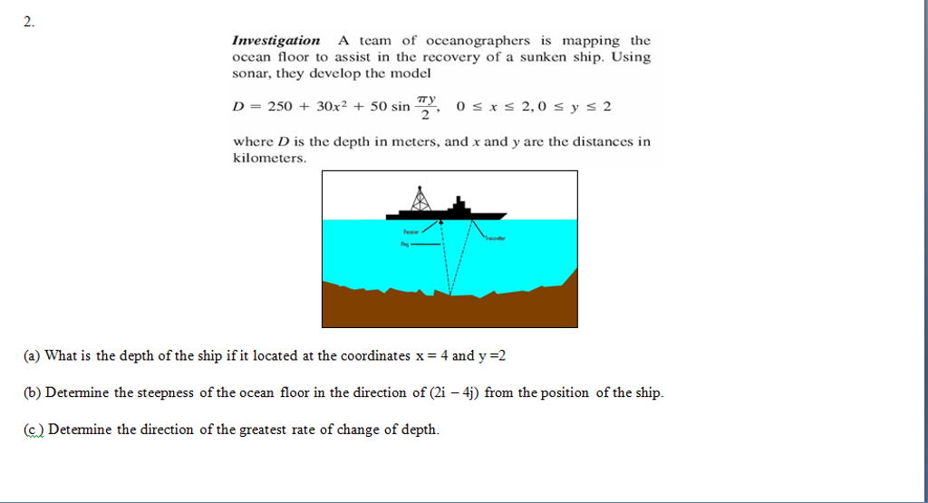 Solved A team of oceanographers is mapping the ocean floor | Chegg.com