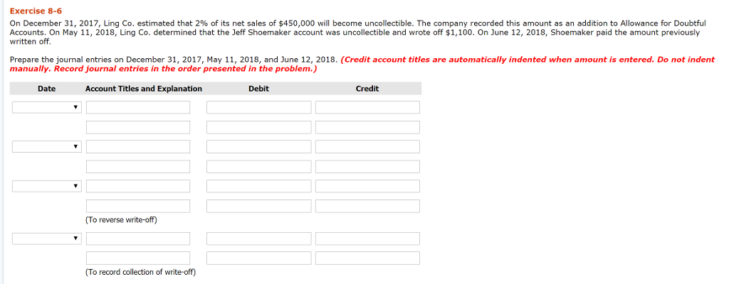 Solved Exercise 8-6 On December 31 2017 Ling Co. estimated | Chegg.com