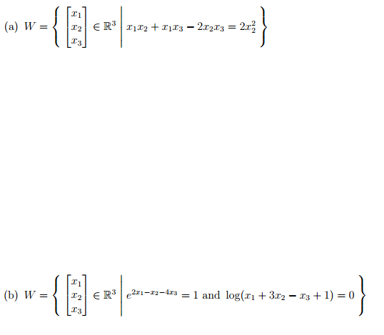 Solved Determine whether or not the given sets are su aces | Chegg.com