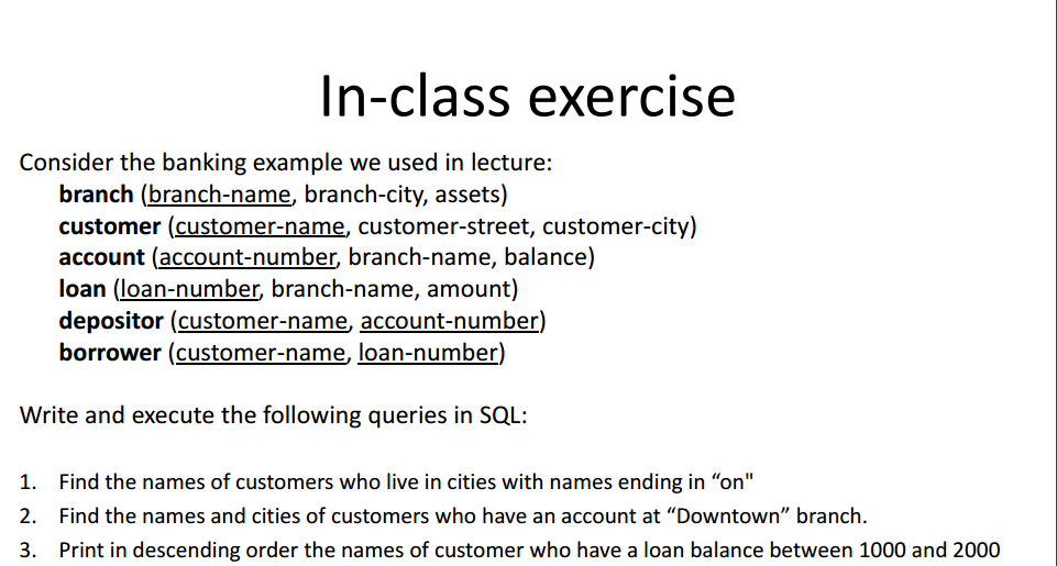 Solved Consider the banking example we used in lecture: | Chegg.com