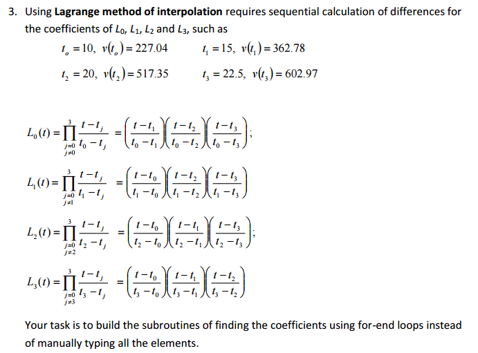 Using Lagrange method of interpolation requires | Chegg.com