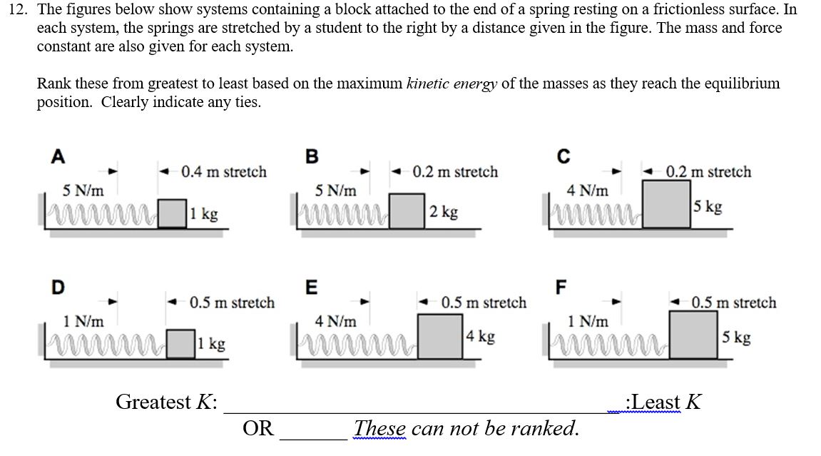 Solved The figures below show systems containing a block | Chegg.com