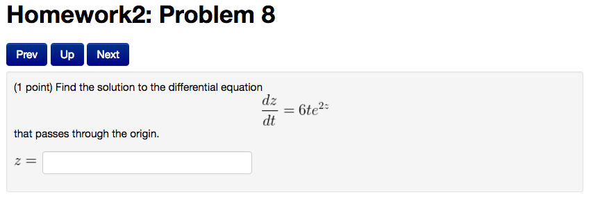 Solved Find the solution to the differential equation dz/dt | Chegg.com