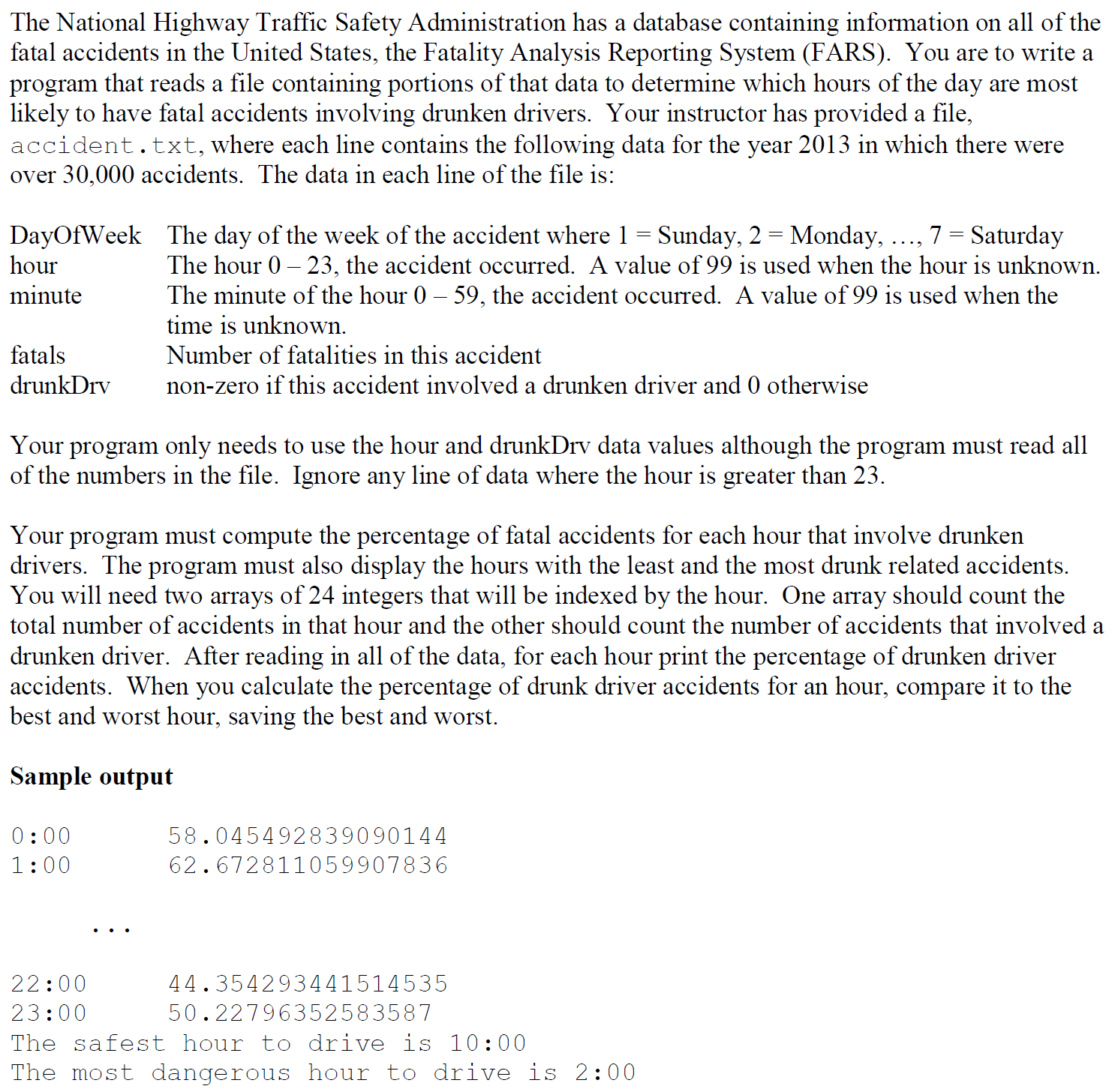 Solved The National Highway Traffic Safety Administration | Chegg.com