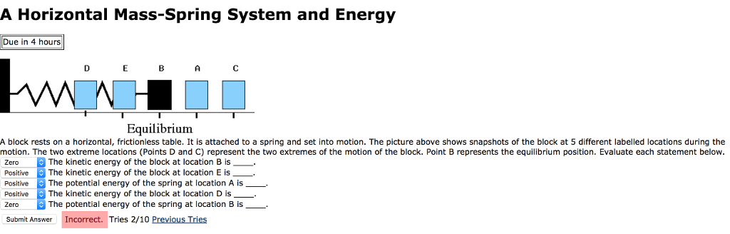 Solved A Horizontal Mass-Spring System and Energy Due in 4 | Chegg.com
