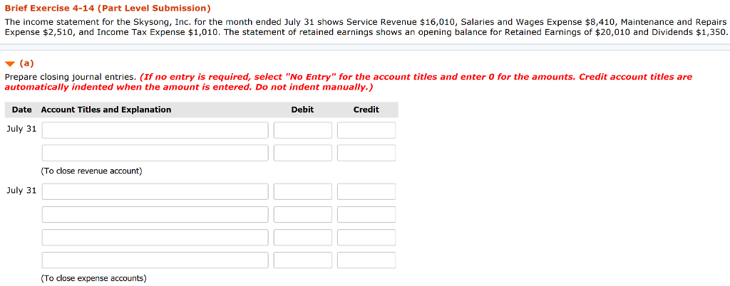 Solved Brief Exercise 4-14 (Part Level Submission) The | Chegg.com