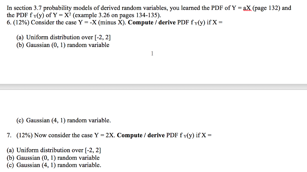 Solved In section 3.7 probability models of derived random | Chegg.com