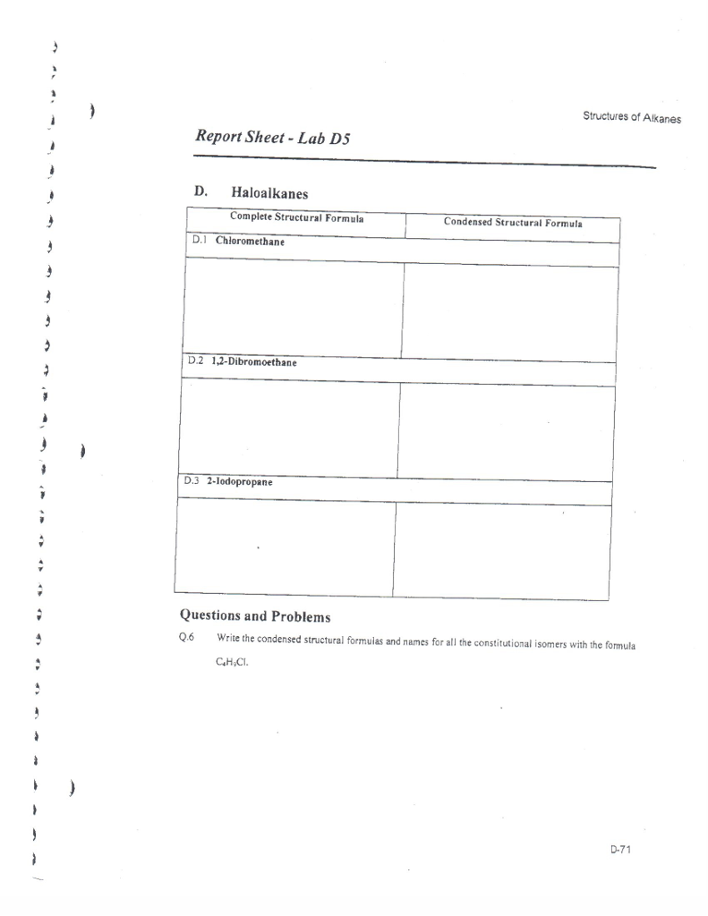 Solved Structures of Aikanes Report Sheet - Lab D5 Date | Chegg.com