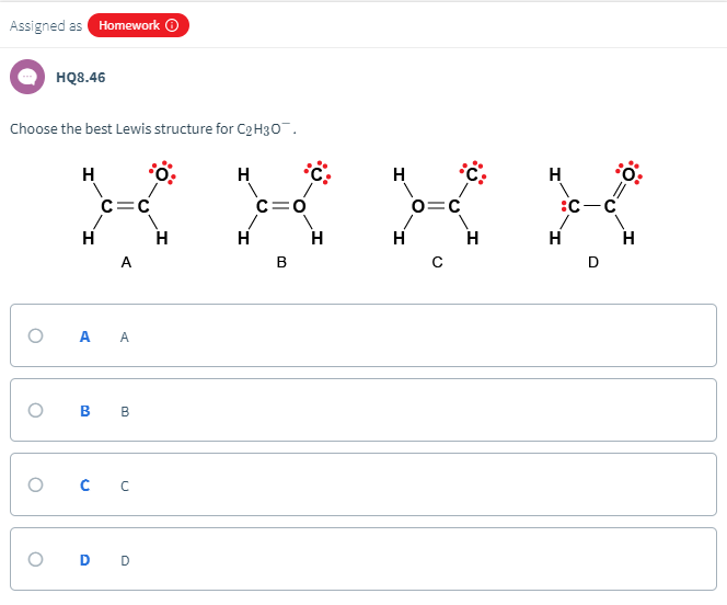 Solved Assigned as Homework ⓘ HQ8.46 Choose the best Lewis | Chegg.com