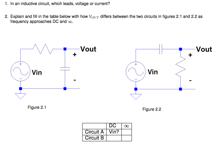 Solved In an inductive circuit, which leads, voltage or | Chegg.com