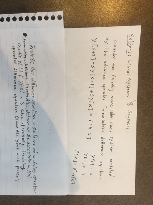 Solved Consider The Following Second Order Linear System