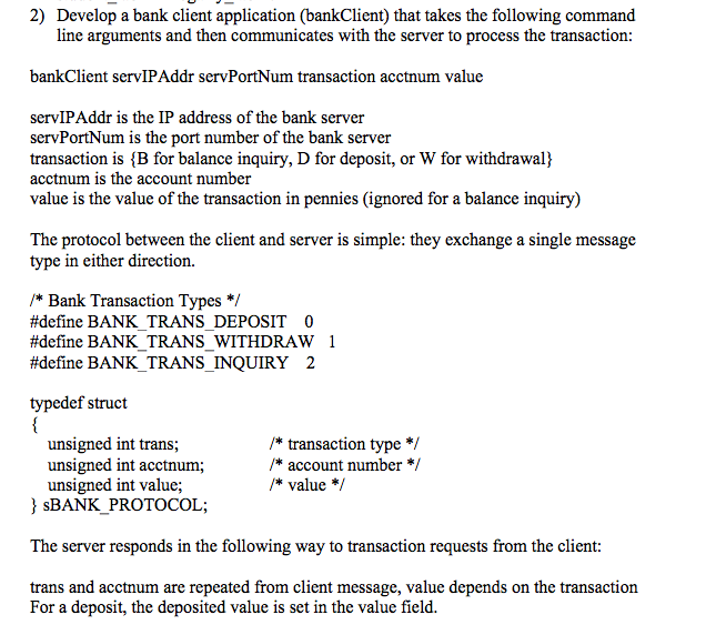 Solved Develop a bank client application (bankClient) that | Chegg.com