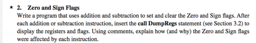 Solved Zero and Sign Flags Write a program that uses | Chegg.com