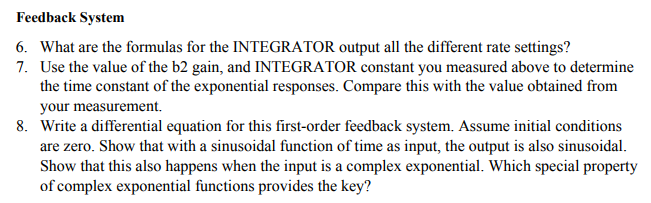 Feedback System What are the formulas for the | Chegg.com