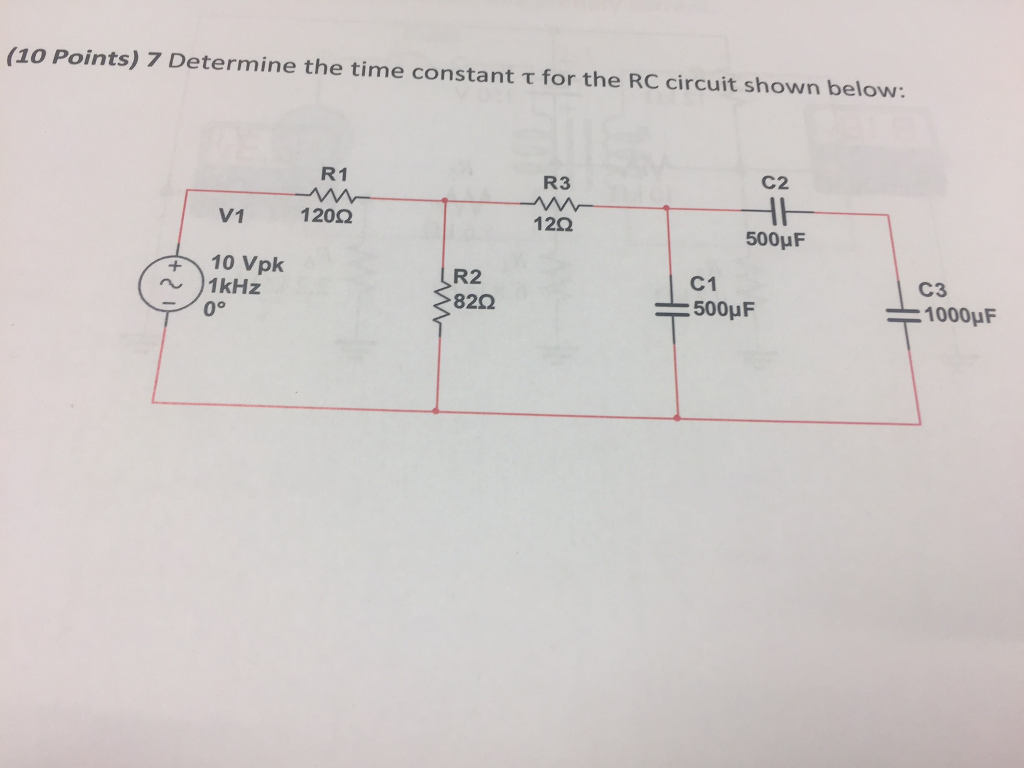 Solved Determine the time constant tau for the RC circuit | Chegg.com