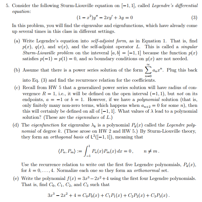 Solved Consider the following Sturm-Liouville equation on | Chegg.com
