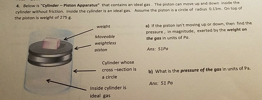 Solved Below is "Cylinder -Piston Apparatus" that contains | Chegg.com