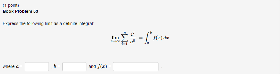 Solved Express the following limit as a definite integral: | Chegg.com