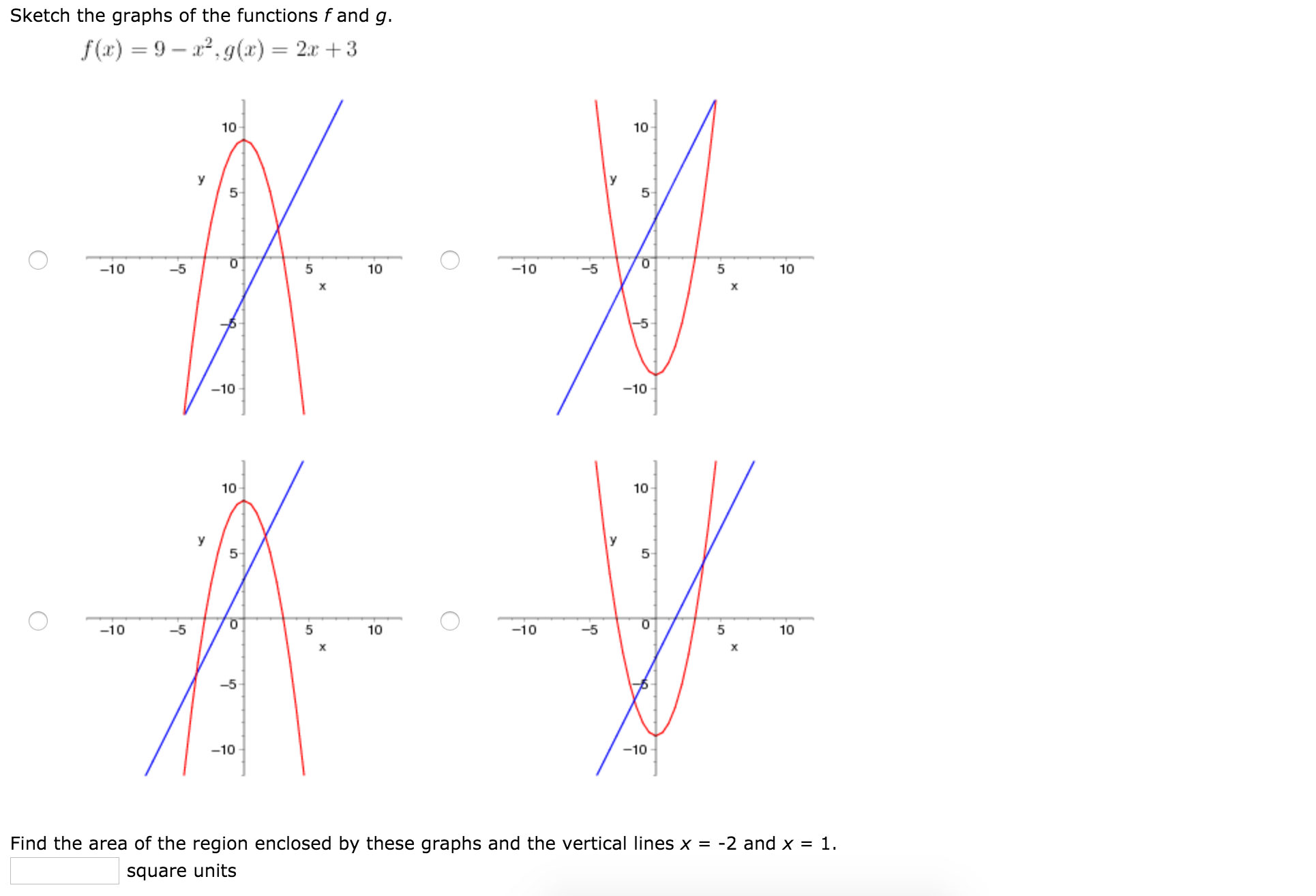 Solved Sketch the graphs of the functions f and g. f(x)=9 - | Chegg.com