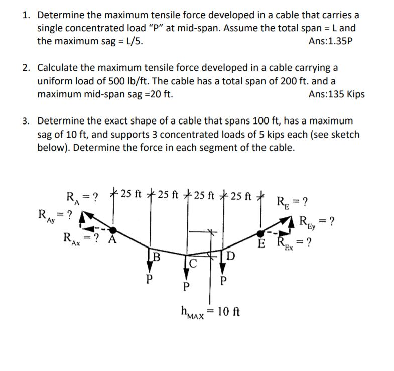 Solved 1. Determine the maximum tensile force developed in a | Chegg.com