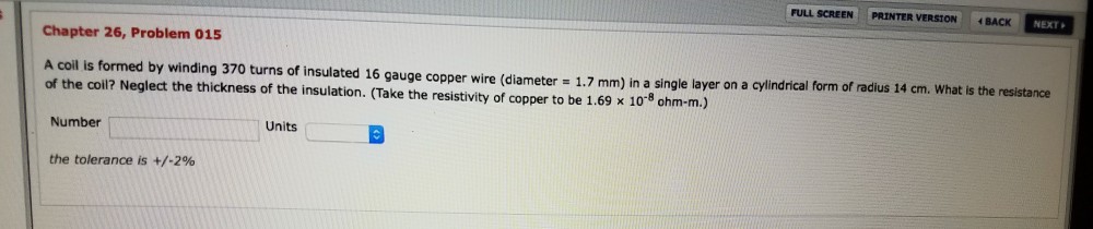 Solved FULL SCREEN PRINTER VERSION BACK NEXT Chapter 26, | Chegg.com