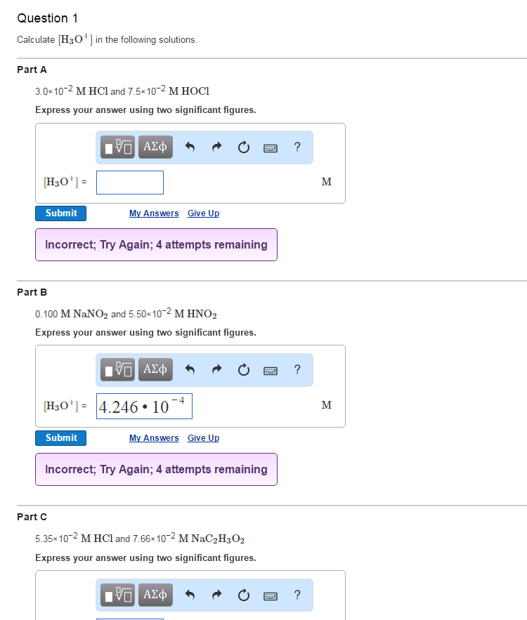Solved Calculate [H3O+] in the following solutions. 1) | Chegg.com