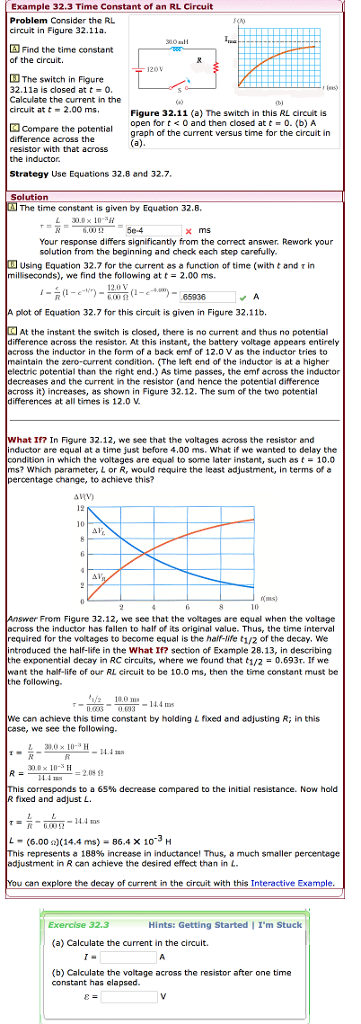Solved Example 32.3 Time Constant of an RL Circuit Problem | Chegg.com