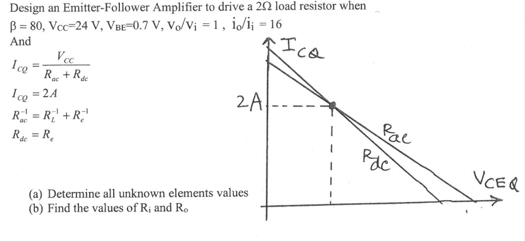 Solved Design an Emitter-Follower Amplifier to drive a 22 | Chegg.com