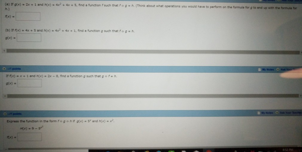 Solved (a) If g(x) = 2x + 1 and h(x) = 4x, 4x + 5, find a | Chegg.com