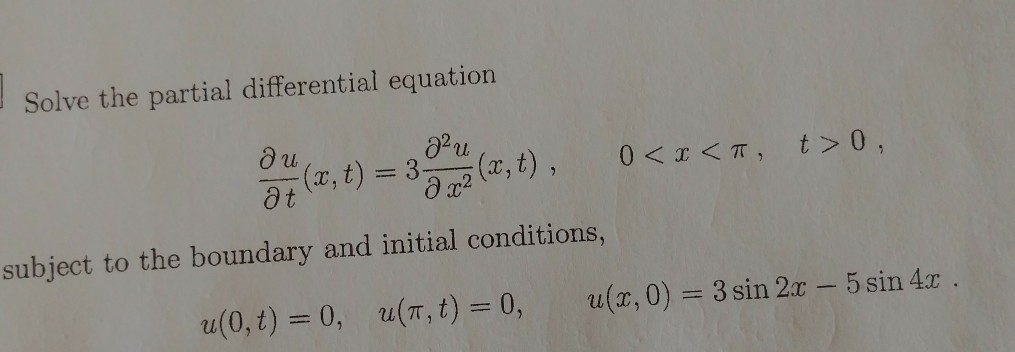 Solved Solve the partial differential equation (x, t) = 3 Ot | Chegg.com