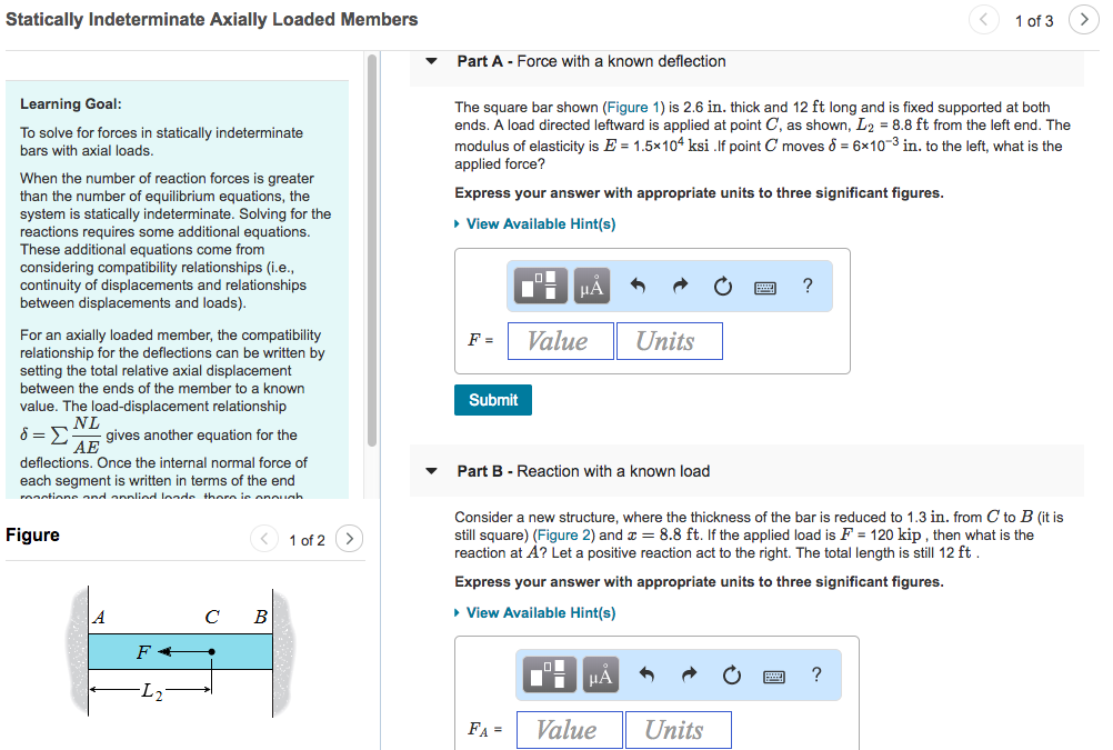Solved Statically Indeterminate Axially Loaded Members 1 of | Chegg.com