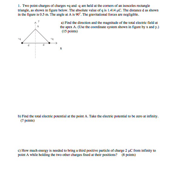Solved Two point-charges of charges +q and -q are held at | Chegg.com