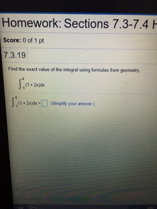 Solved Find the exact value of the integral using formulas | Chegg.com