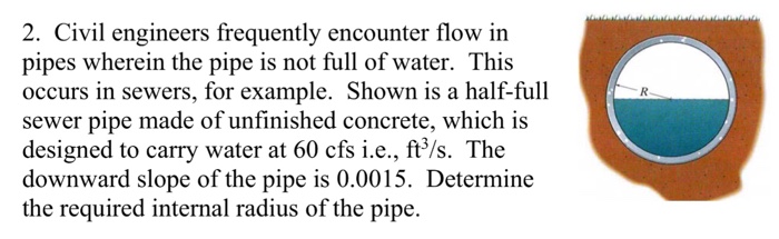 Solved Civil engineers frequently encounter flow in pipes | Chegg.com