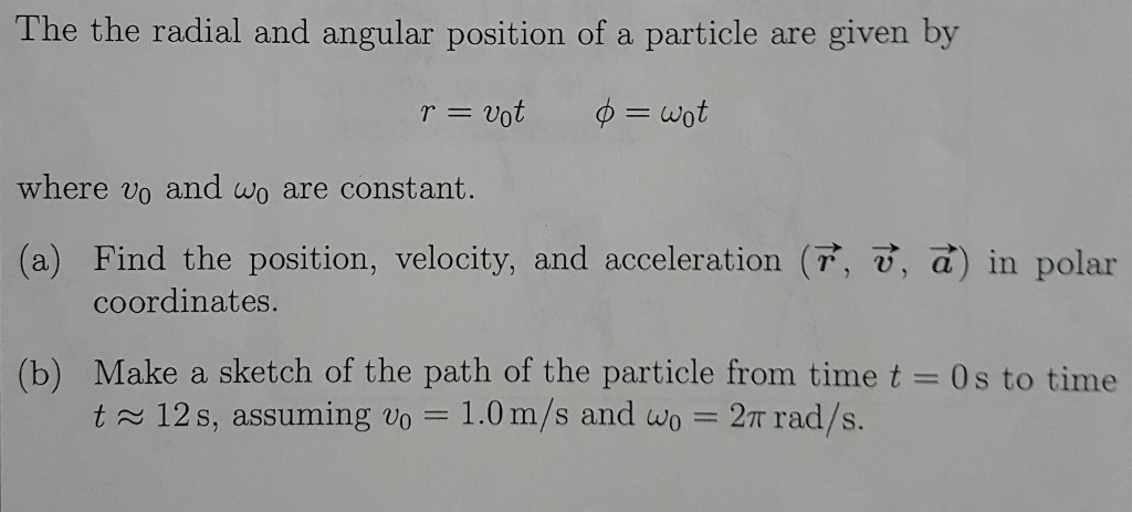 Solved The the radial and angular position of a particle are | Chegg.com